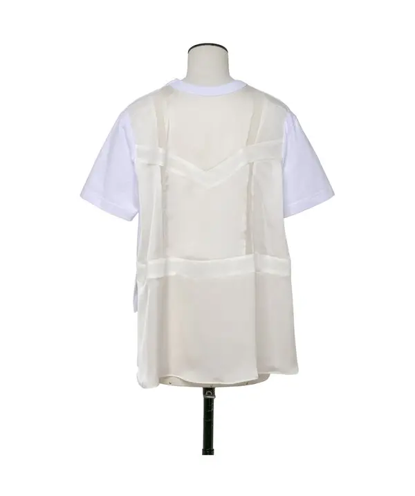 Sacai Cotton T-shirt With Chest Pocket And Splicing Detail