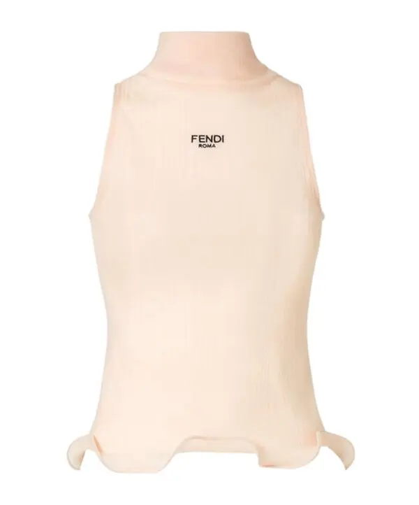 Fendi Sleeveless High-neck Ribbed Top - Pink