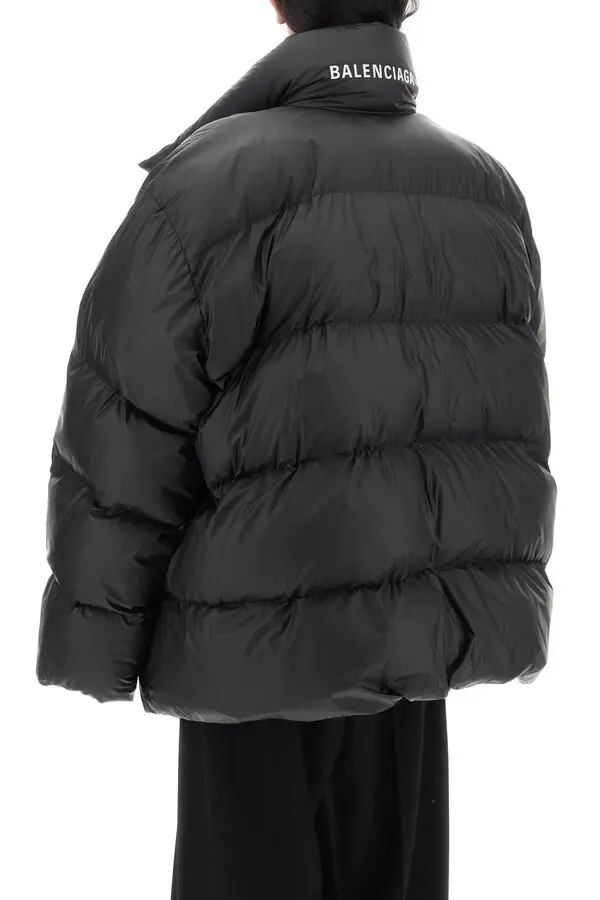 Balenciaga Wrap Puffer Jacket With High Standing Collar