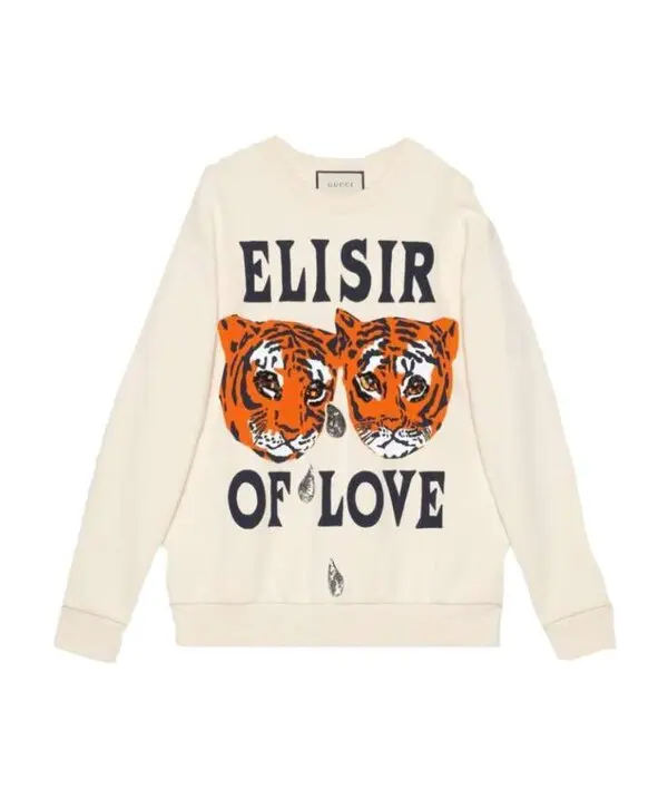 Gucci Round Neck Embroidered And Sequined Sweatshirt - White