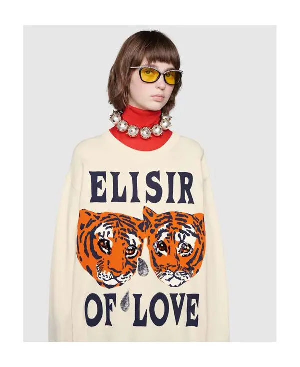 Gucci Round Neck Embroidered And Sequined Sweatshirt - White