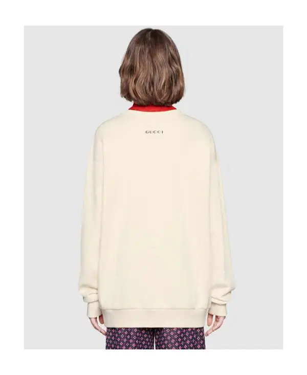 Gucci Round Neck Embroidered And Sequined Sweatshirt - White