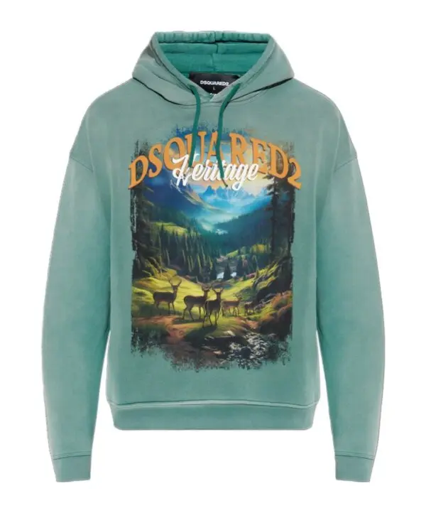 Dsquared2 Graphic Printed Drawstring Hoodie