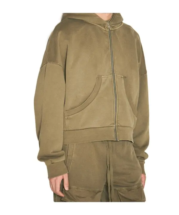 ENTIRE STUDIOS Drop Shoulder Zipped Hoodie - Green