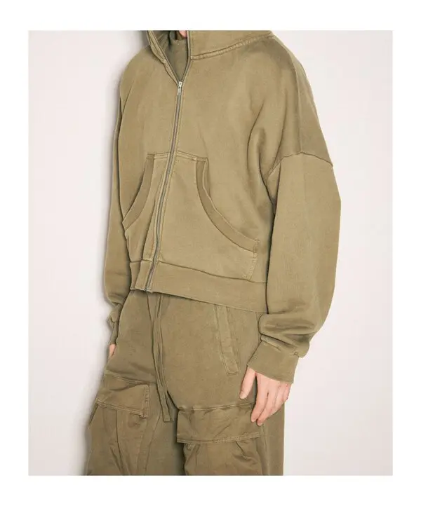 ENTIRE STUDIOS Drop Shoulder Zipped Hoodie - Green