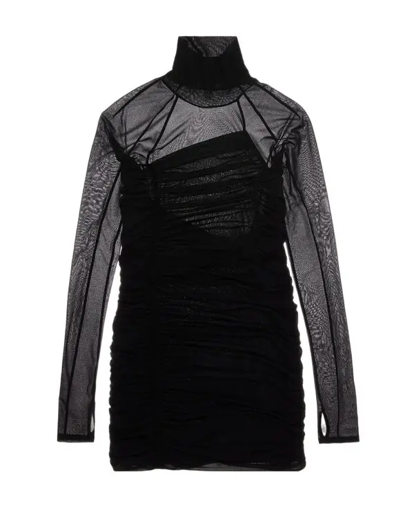 Helmut Lang Ruched Turtleneck Mini Dress