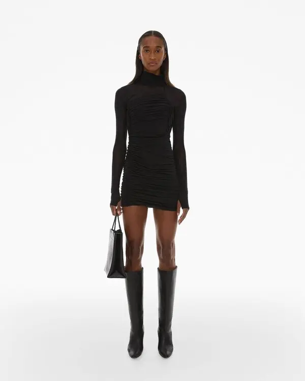 Helmut Lang Ruched Turtleneck Mini Dress