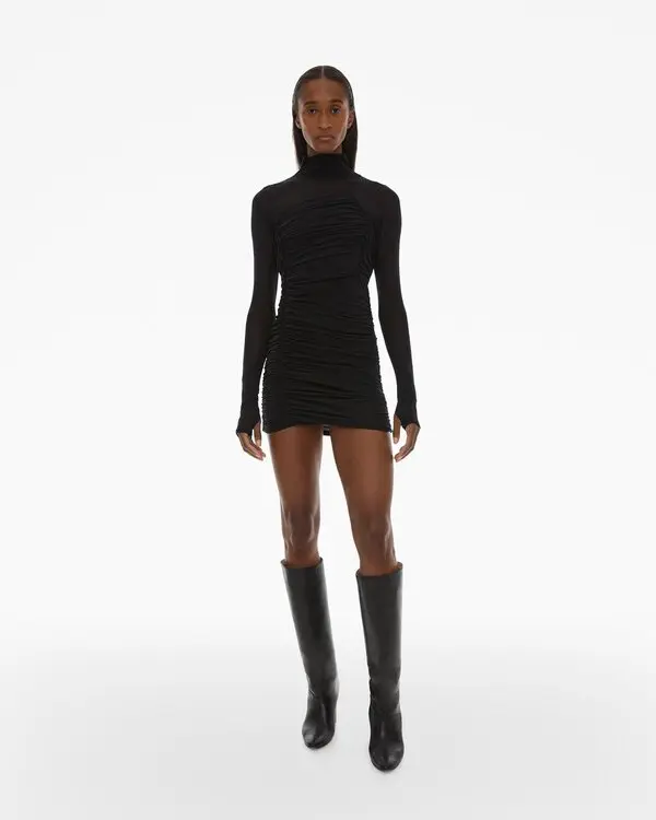 Helmut Lang Ruched Turtleneck Mini Dress
