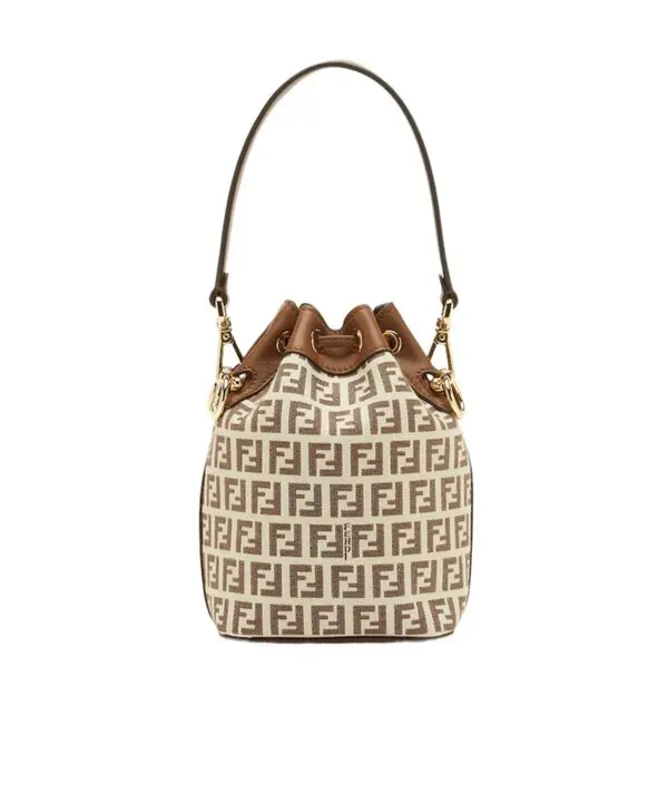Fendi Mon Tresor Ff Jacquard Drawstring Bucket Bag