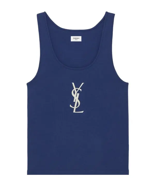 Saint Laurent Cassandre Sleeveless Tank Top - Blue