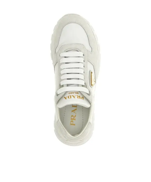 Prada Panelled Lace-up Sneakers - White