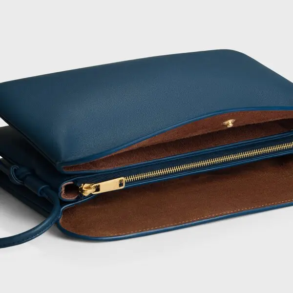 Celine Trio Flap In Smooth Lambskin - Blue