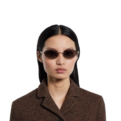 Gucci Frameless Oval Sunglasses - Gold