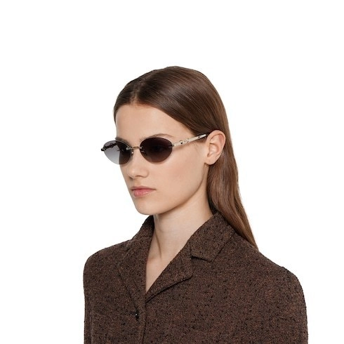 Gucci Frameless Oval Sunglasses - Gold