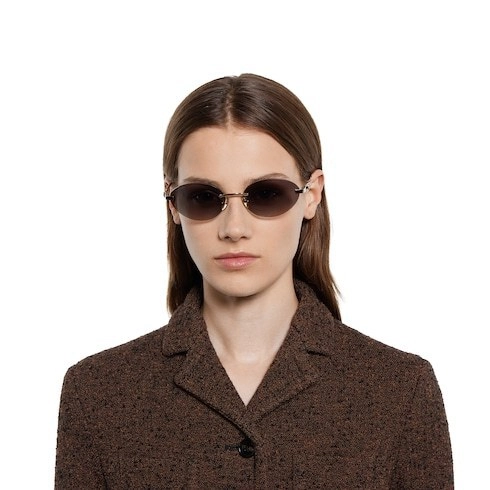Gucci Frameless Oval Sunglasses - Gold