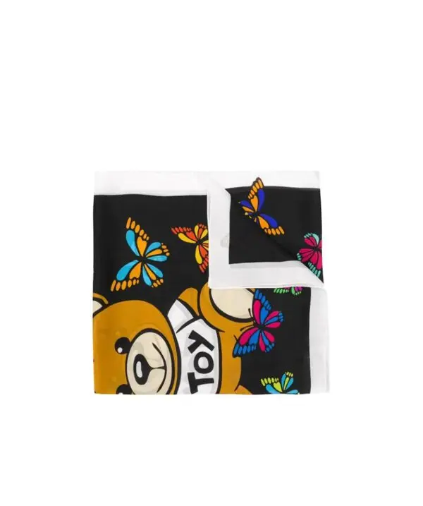 Moschino Butterfly Print Silk Scarf - Black