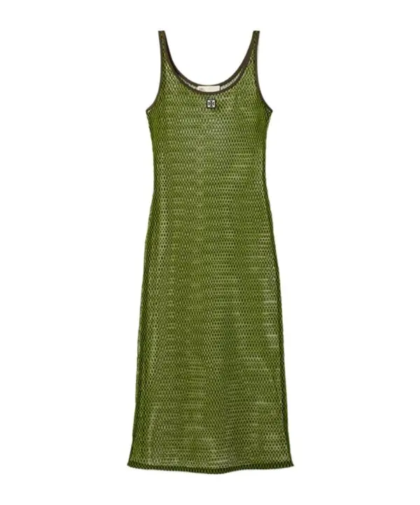 Tory Burch Maxi Dress - Dark Chocolate/bright Lime
