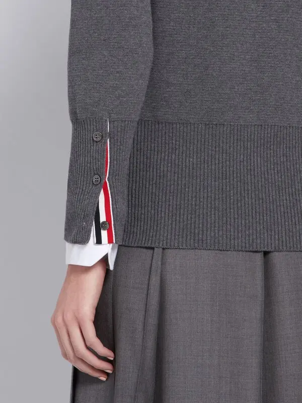 Thom Browne 4-bar V-neck Knit Cardigan - Medium Gray