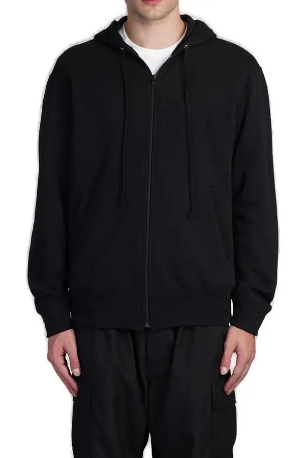 Play Comme Des Garcon Logo Embroidered Zip-up Hoodie - Black