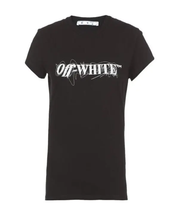 Off-White Crewneck Logo Detailed T-shirt - Black
