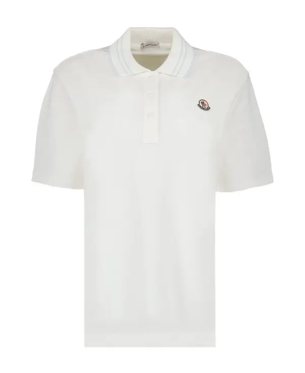 Moncler Logo Patch Short-sleeved Polo Shirt - White