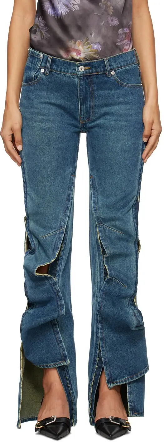 Y/project Faded Effect Flared Jeans - Blue