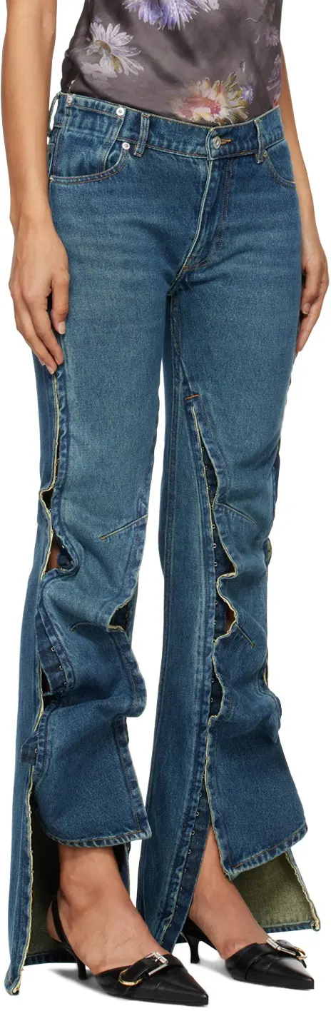 Y/project Faded Effect Flared Jeans - Blue