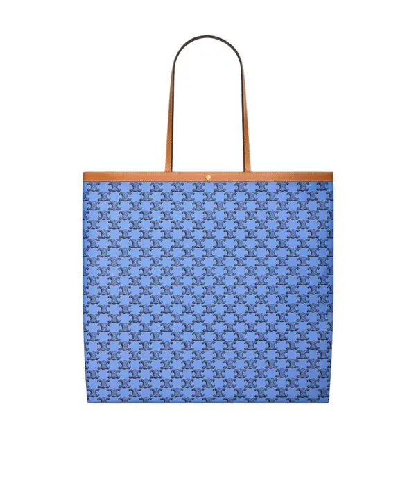 Celine Large Flat Shopper In Triomphe Canvas - Blue/black
