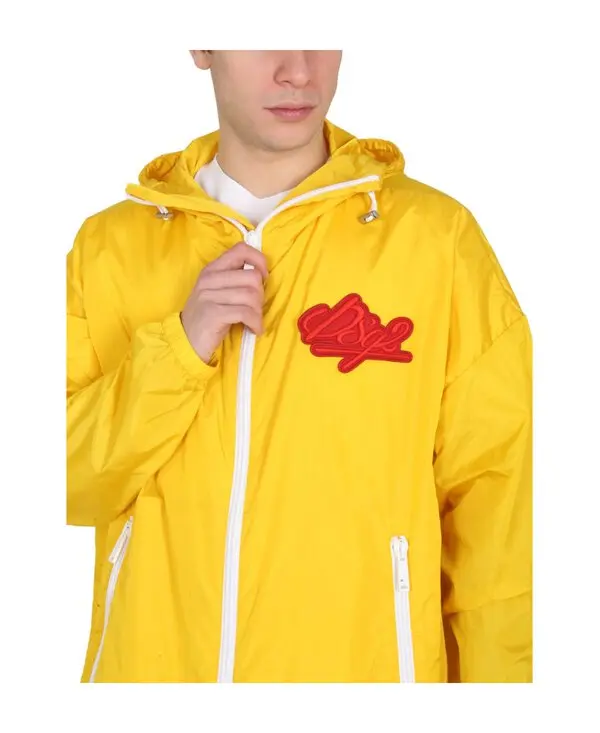 Dsquared2 Zip-up Logo Patch Hooded Jacket - Yellow