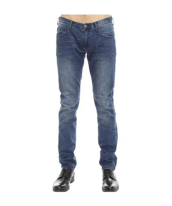 Emporio Armani Logo Detailed Denim Jeans - Blue