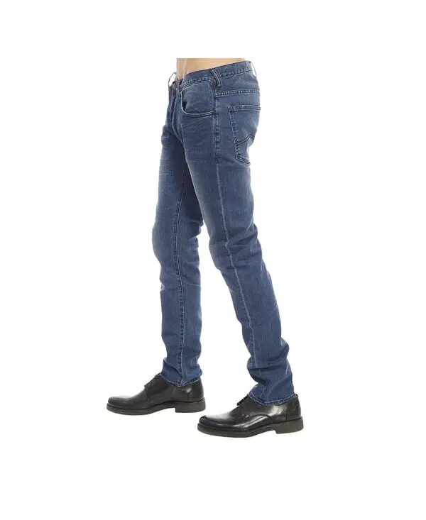 Emporio Armani Logo Detailed Denim Jeans - Blue