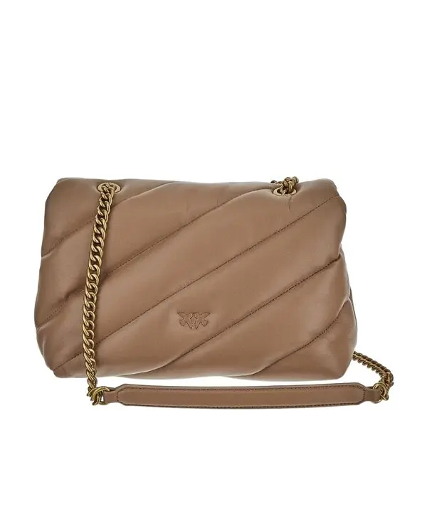 Pinko Love Puff Classic Shoulder Bag With Logo Plaque - Brown