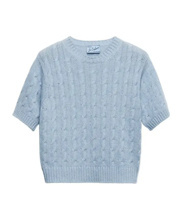 Prada Short Sleeve Twisted Knit Sweater - Light Blue