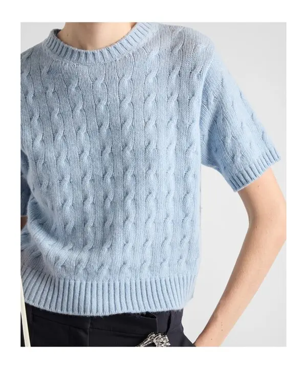 Prada Short Sleeve Twisted Knit Sweater