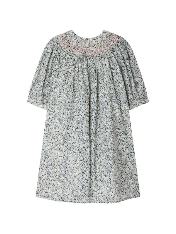 Bonpoint Floral Printed Crewneck Dress