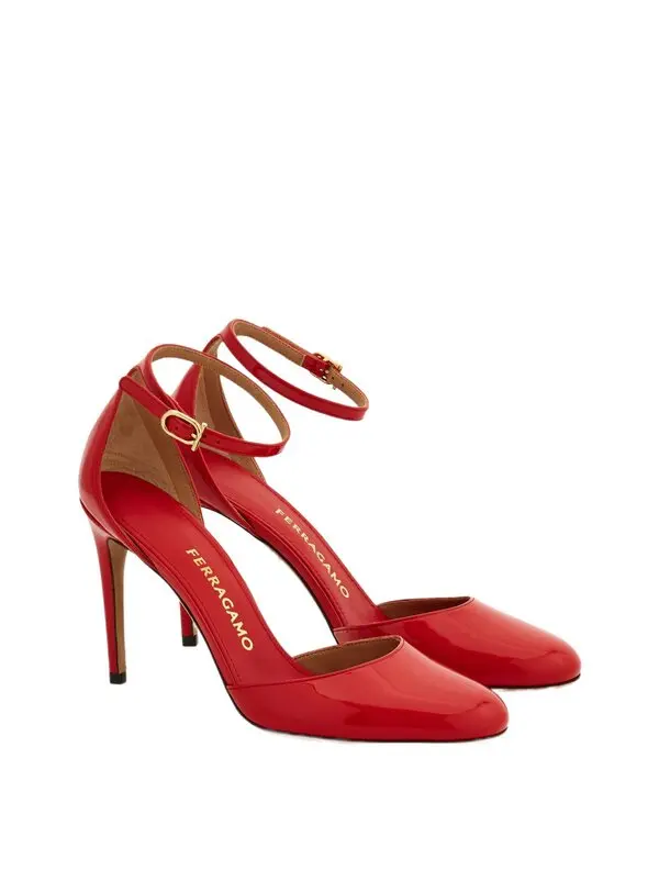 FERRAGAMO Stiletto Pumps With Gancini Buckle Ankle Strap