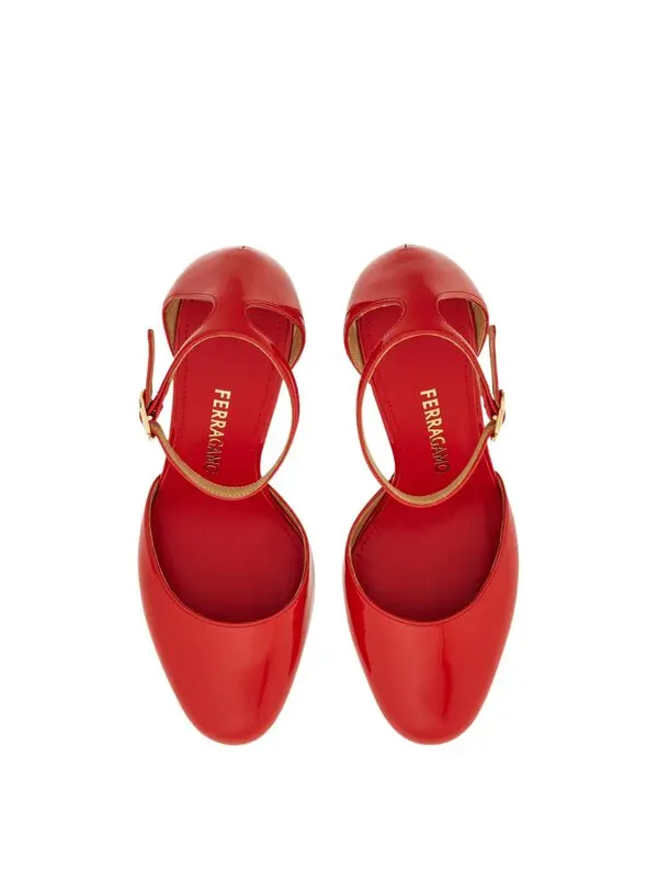 FERRAGAMO Stiletto Pumps With Gancini Buckle Ankle Strap
