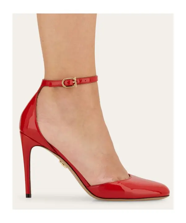 FERRAGAMO Stiletto Pumps With Gancini Buckle Ankle Strap