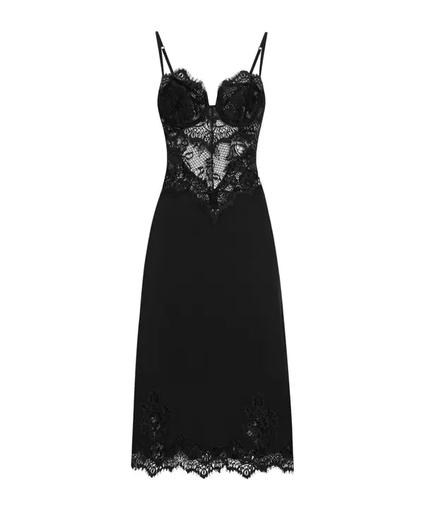 Dolce & Gabbana Floral Lace Midi Dress - Black