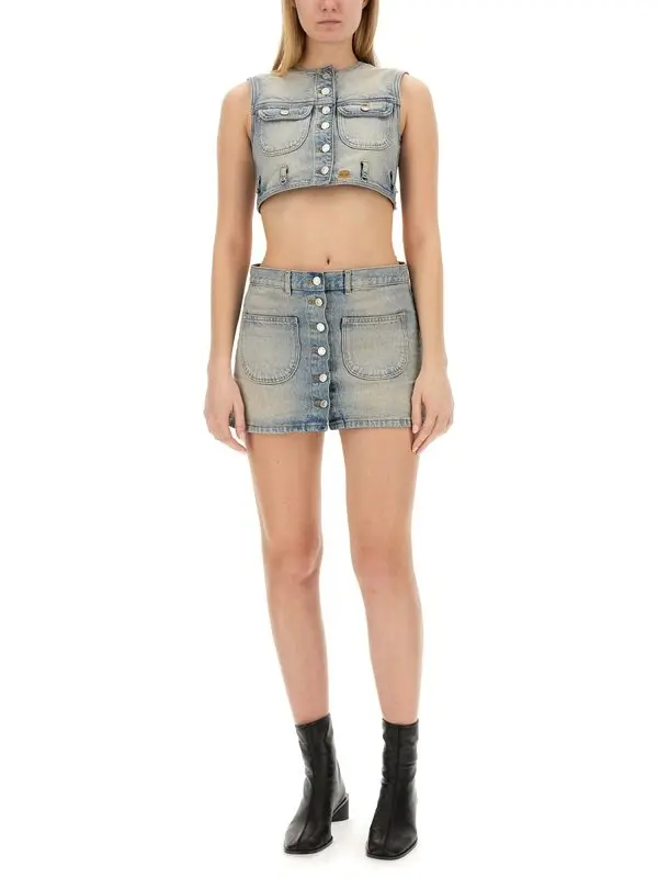 COURREGES Courrèges Multiflex Denim Mini Skirt - Gray