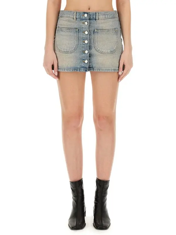 COURREGES Courrèges Multiflex Denim Mini Skirt - Gray