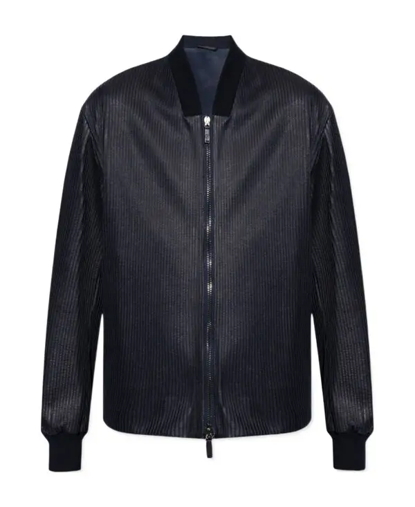 Giorgio Armani Zip Ribbed Jacket - Black