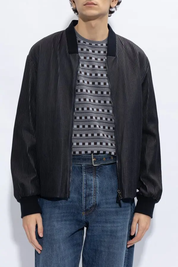 Giorgio Armani Zip Ribbed Jacket - Black