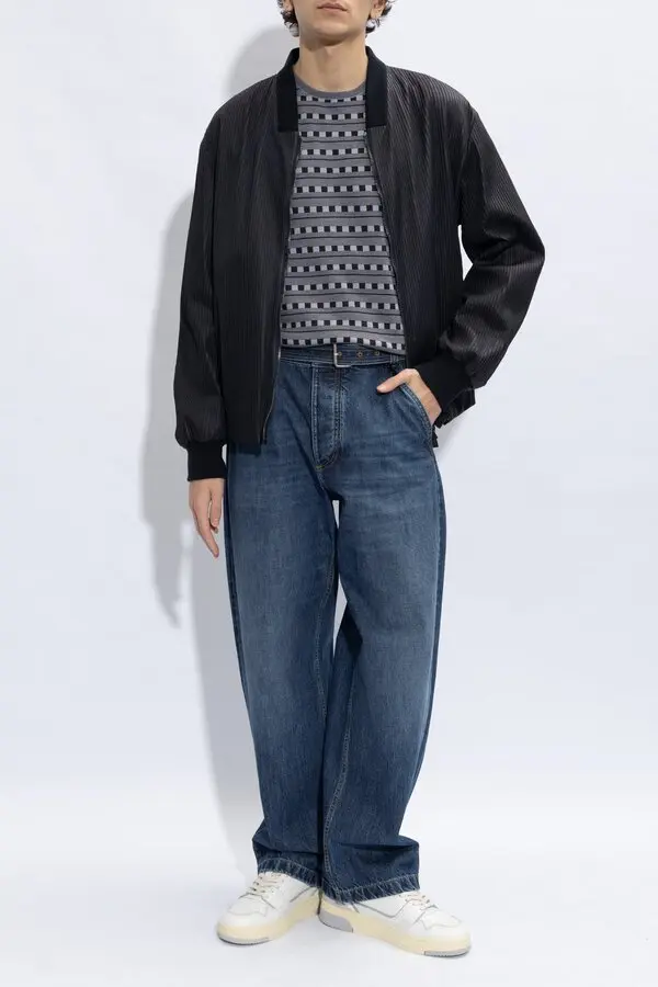 Giorgio Armani Zip Ribbed Jacket - Black