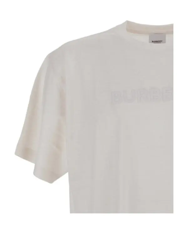 Burberry Logo Detailed Crewneck T-shirt - White