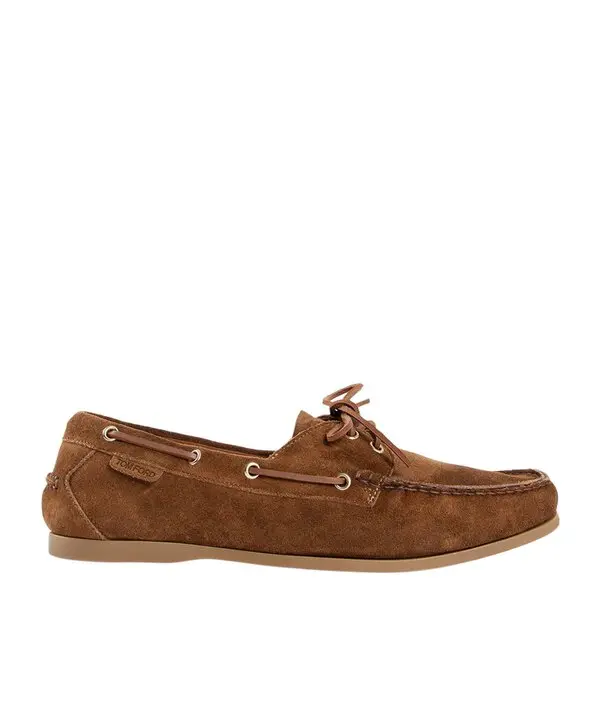 TOM FORD Squared Toe Lace-up Boat Shoes - Brown