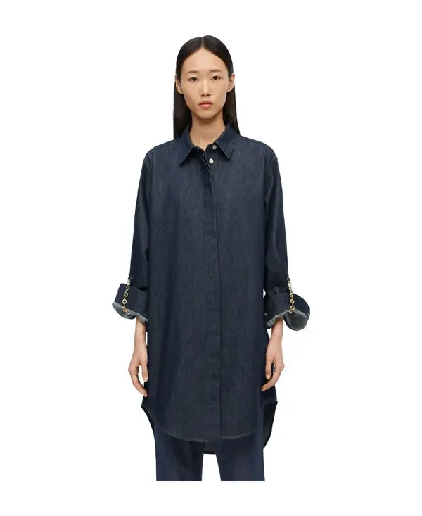 Loewe Chain-detailed Denim Shirt Dress