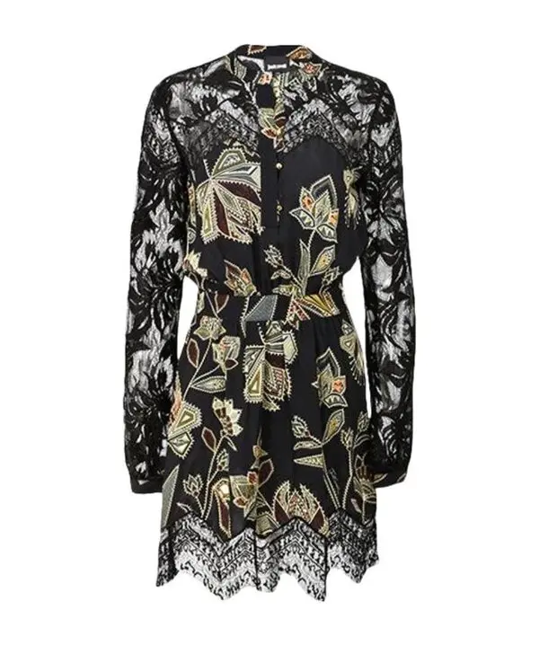 Just Cavalli Lace Long-sleeve Dress