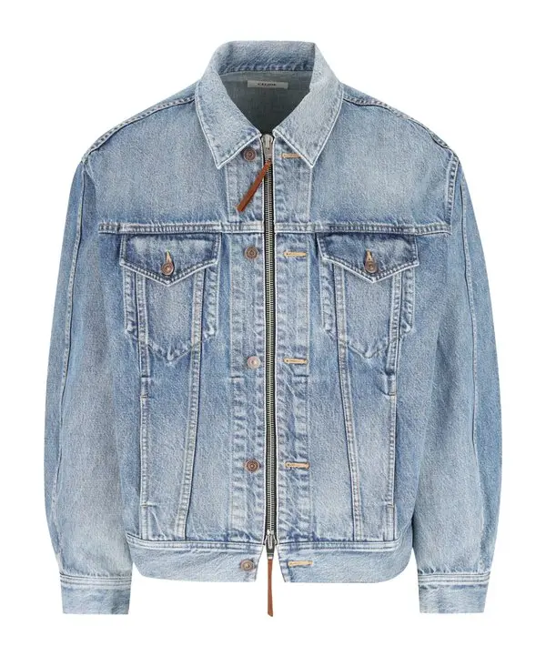 Celine Trucker Jacket In Cotton Denim - Blue