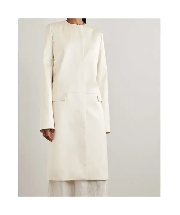 TOTEME Collarless Silk Coat - White